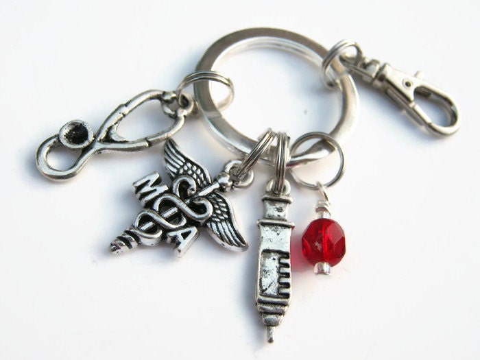 Medical Assistant Keychain Assistant Zipper Pull MA Caduceus - Etsy