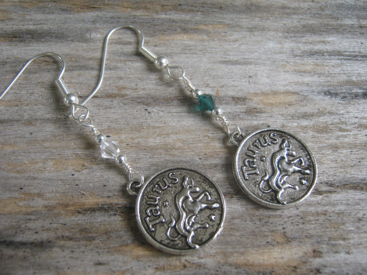 Personalized Taurus Earrings, Zodiac Earrings, Emerald or Diamond ...