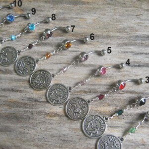 Libra Belly Ring, Belly Button Jewelry, Personalized Piercing, Sapphire ...