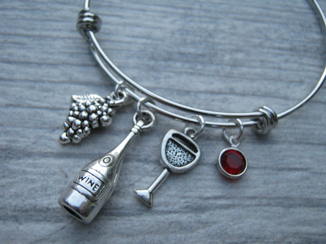 Personalized Wine Lover Bracelet, Expandable Bangle Bracelet, Stainless ...