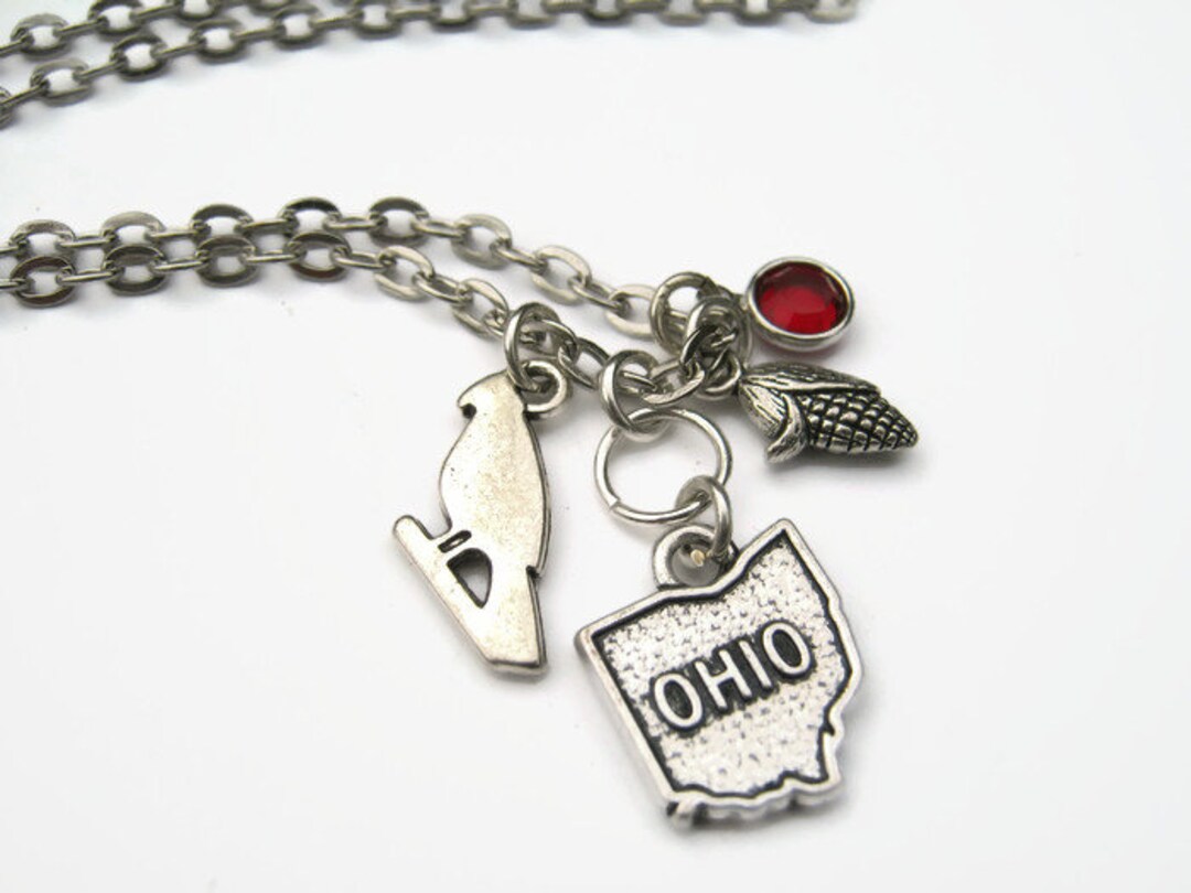 Personalized Ohio Necklace, US State Map Necklace, Custom Birthstone ...