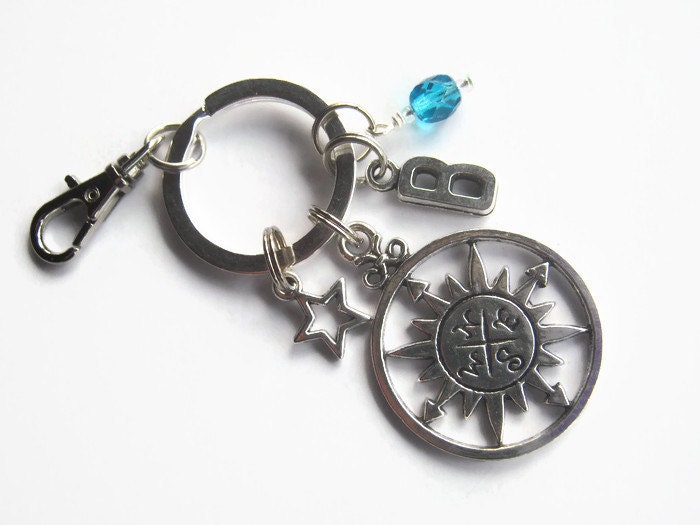 Personalized Compass Keychain Compass Zipper Pull Initial - Etsy