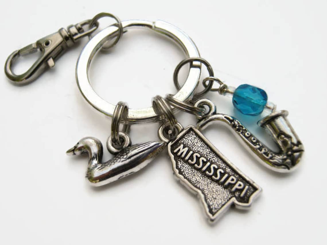 Personalized Mississippi Keychain US State Map Zipper Pull - Etsy