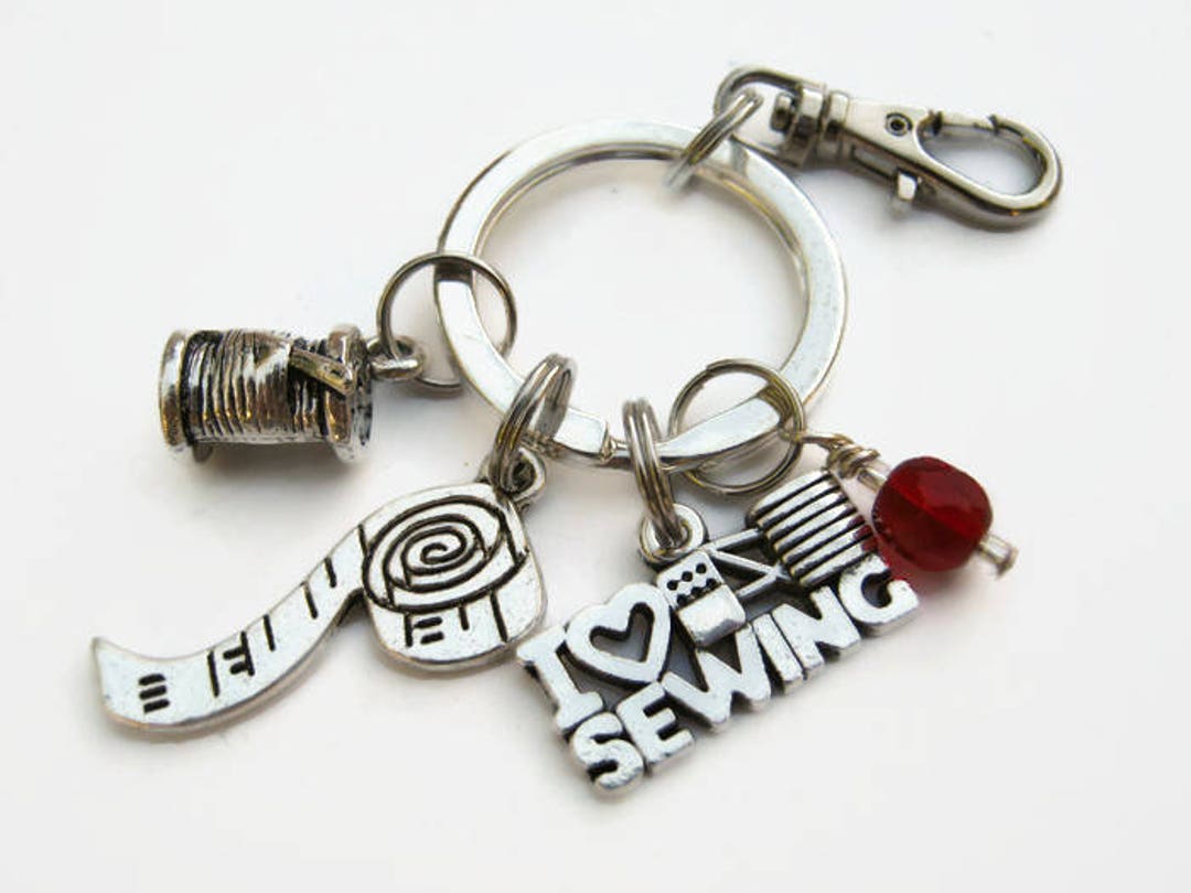 I Love Sewing Keychain, Personalized Sewing Zipper Pull, Sewing ...