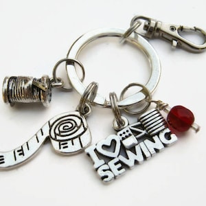I Love Sewing Keychain, Personalized Sewing Zipper Pull, Sewing ...