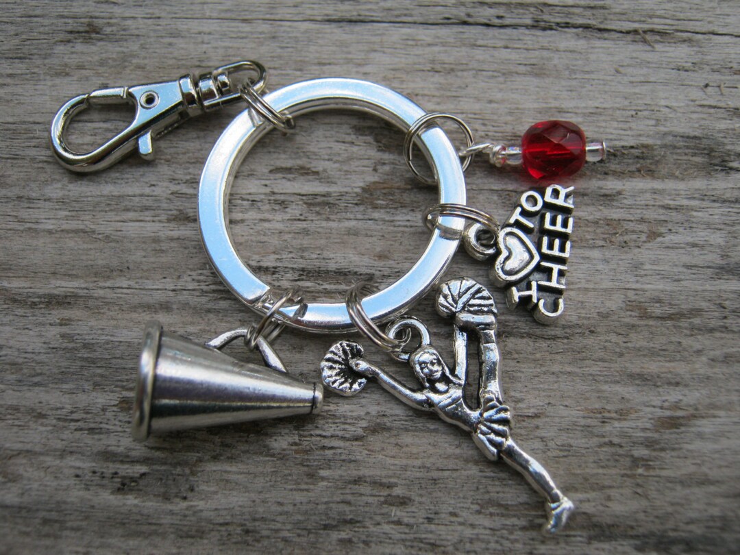 Cheerleader Keychain, Cheerleading Zipper Pull, I Love Cheer ...