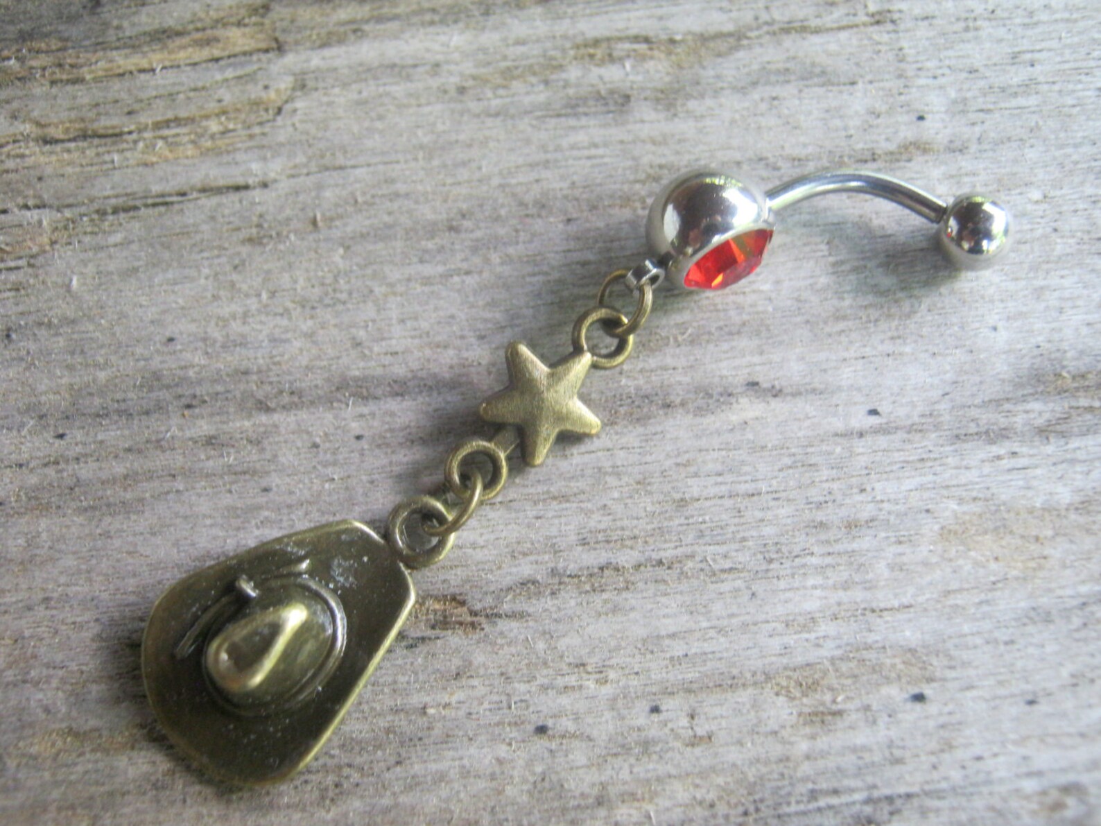 Cowgirl Belly Ring BRONZE Cowboy Hat Belly Button Ring - Etsy