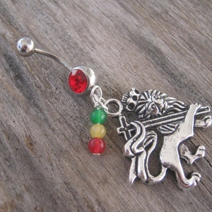 Lion of Judah Belly Ring, Rasta Belly Button Ring, Rastafarian Body ...