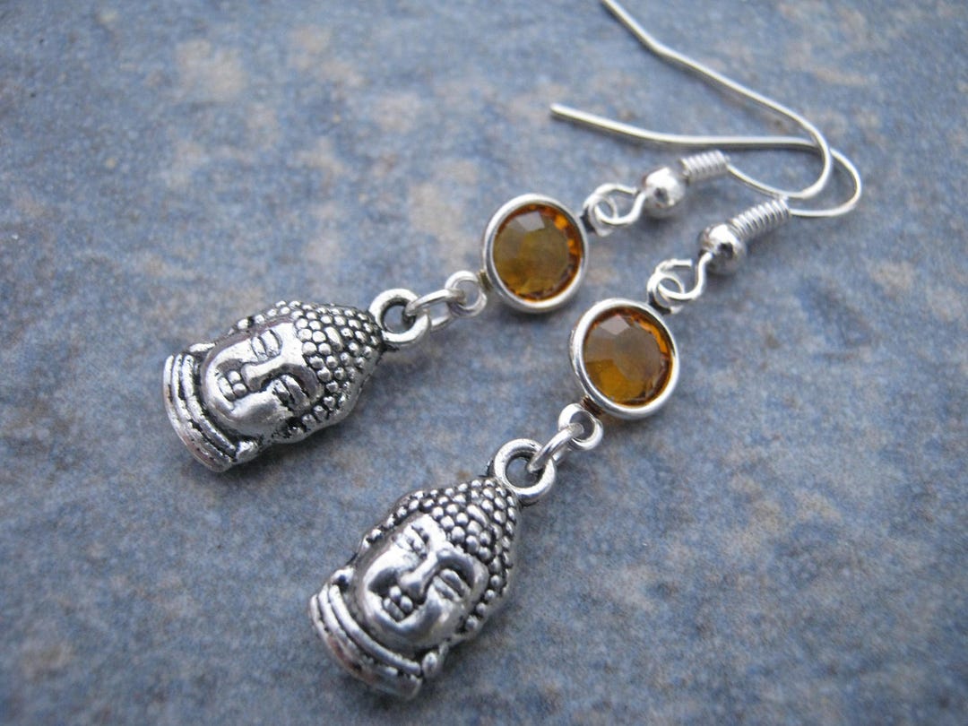 Buddha Birthstone Earrings, Personalized Buddhist Earrings on ...