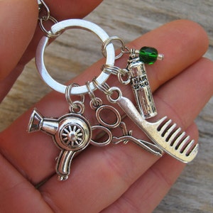 Hairdresser Keychain, Beautician Zipper Pull , Antiqued SILVER, Barber ...