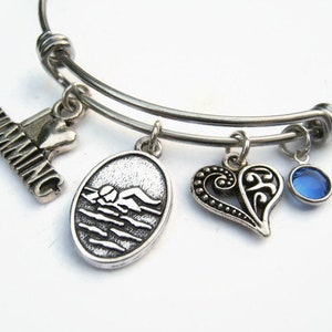 Personalized Swim Bracelet, Expandable Bangle Bracelet, Stainless Steel ...