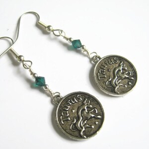 Personalized Taurus Earrings, Zodiac Earrings, Emerald or Diamond ...