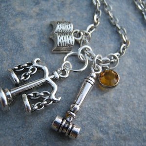 Personalized Lawyer Necklace, Judge Necklace, Law Birthstone Necklace ...