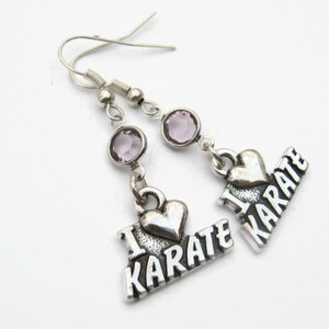 CHOOSE Your Martial Arts Birthstone Earrings, Personalized Karate ...