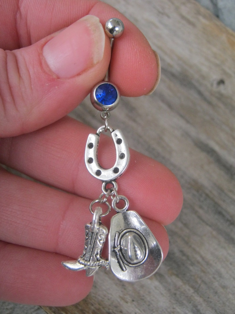 Country Western Belly Ring Horseshoe Belly Ring Cowboy Hat | Etsy