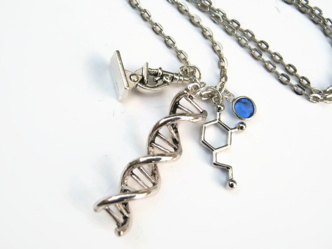 Scientist Charm Necklace, DNA Double Helix Jewelry, Personalized ...