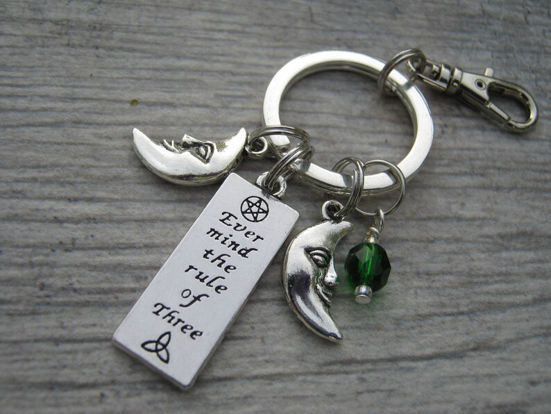 Rule of Three Keychain, Personalized Wiccan Zipper Pull, Witch ...
