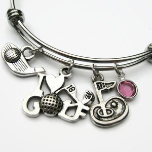 Personalized Golfer Bracelet, Expandable Bangle Bracelet, Stainless ...