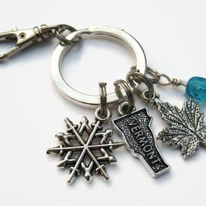 Personalized Vermont Keychain, US State Map Zipper Pull, Maple Leaf ...