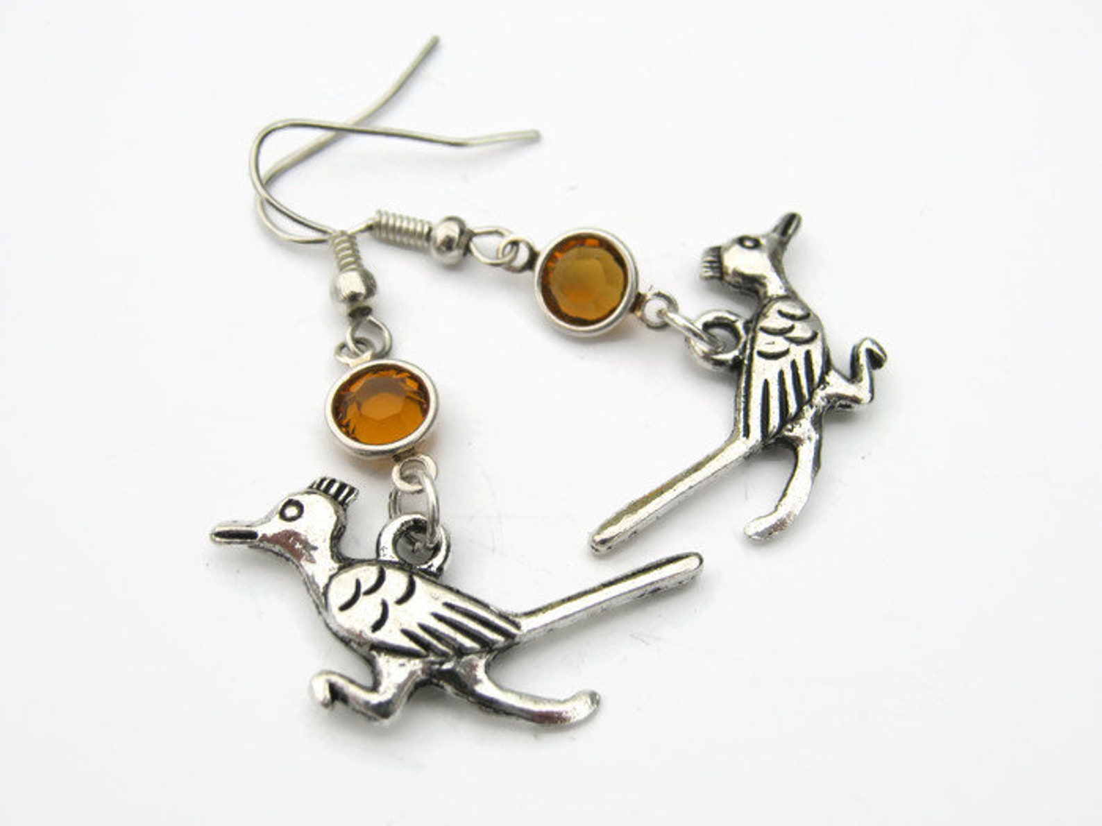 Roadrunner Birthstone Earrings, Personalized Bird Earrings ...