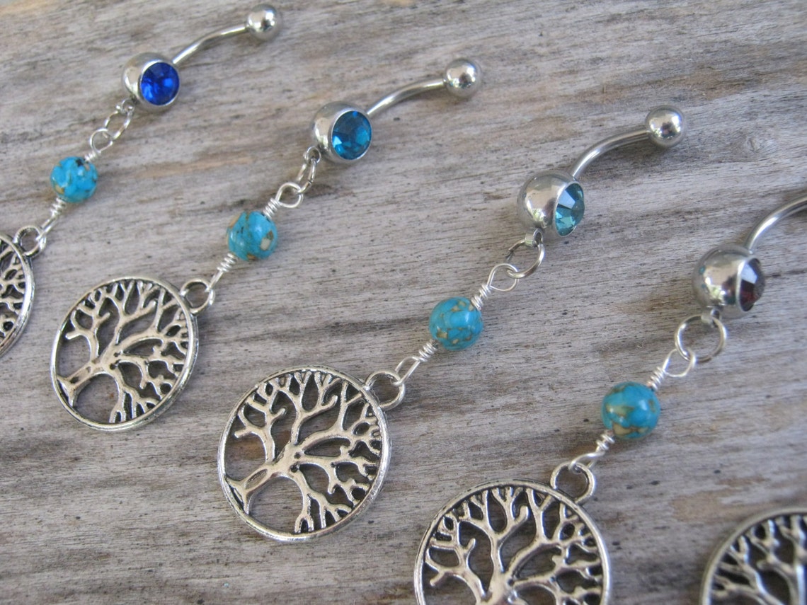 CHOOSE One Tree of Life Belly Button Jewelry Turquoise Tree | Etsy