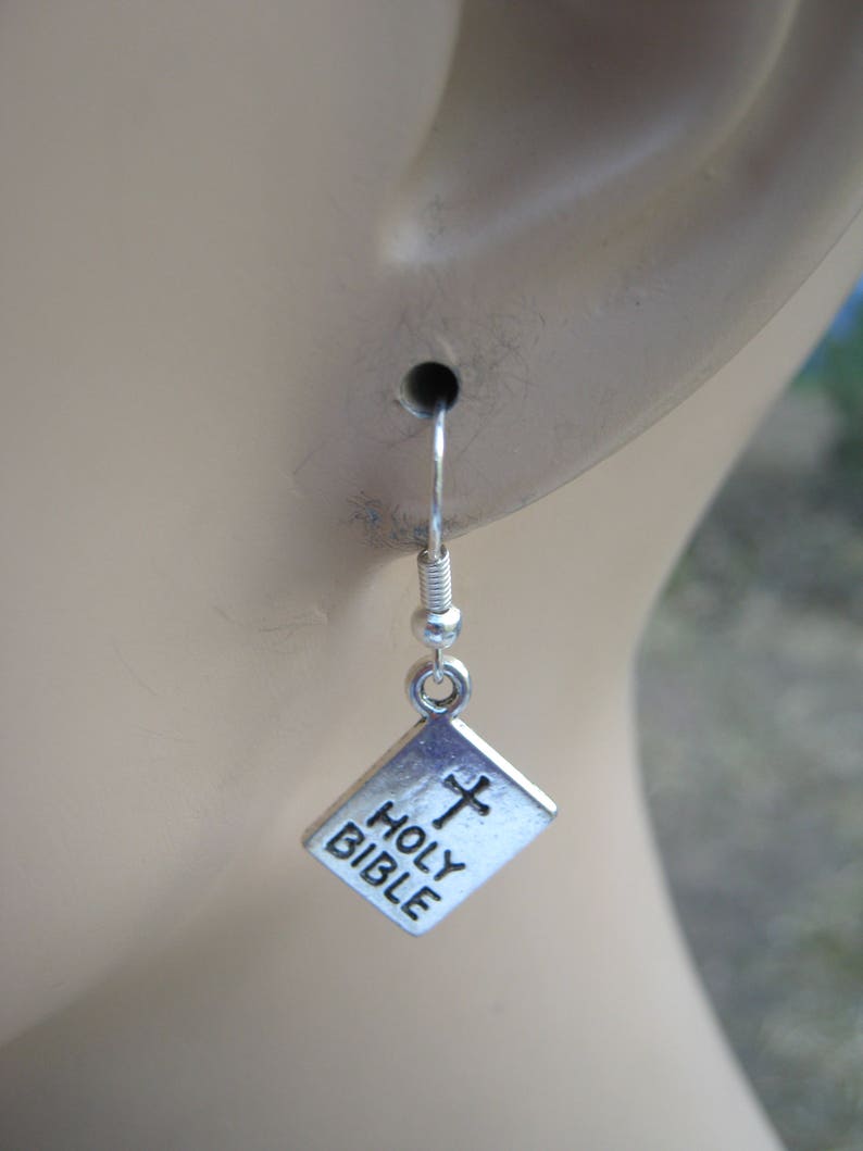 Holy Bible Earrings Personalized Church Earrings Bible Charm | Etsy