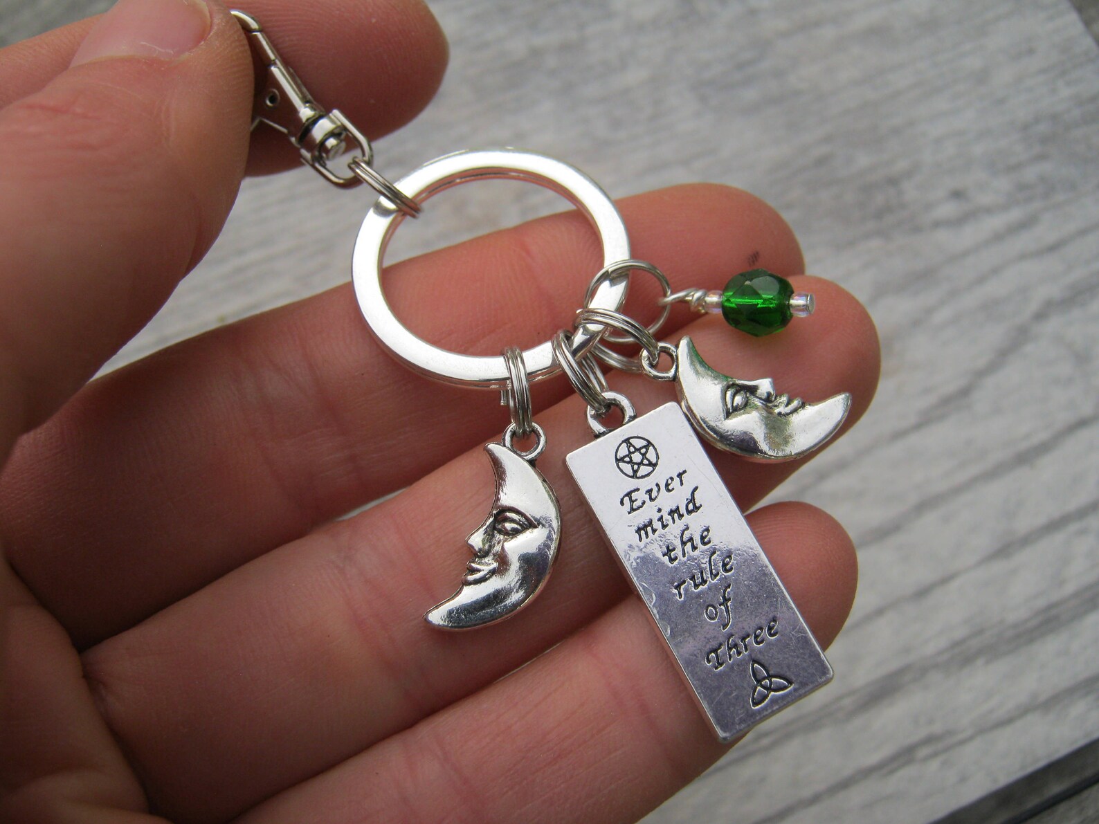 Rule of Three Keychain, Personalized Wiccan Zipper Pull, Witch ...