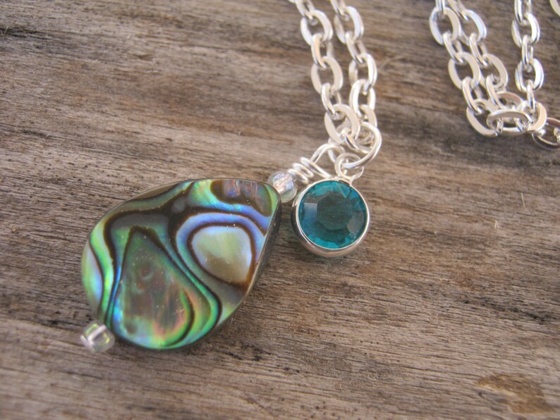 Abalone Shell Necklace Personalized Birthstone Ocean | Etsy