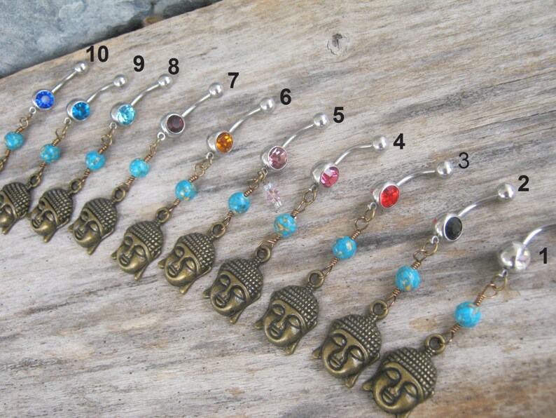 Turquoise Buddha Belly Ring BRONZE Belly Button Ring | Etsy