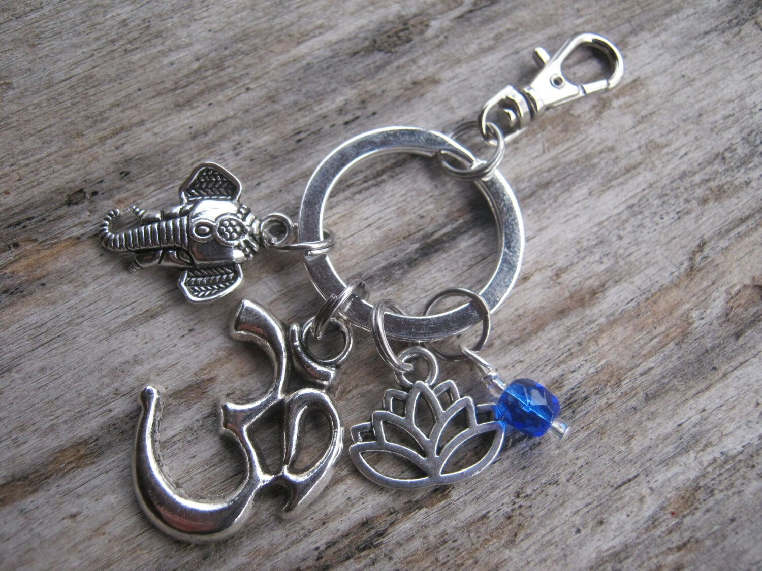 Elephant Om Keychain Buddhist Zipper Pull Lotus Flower | Etsy