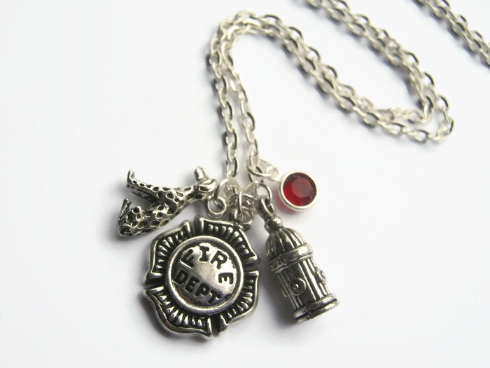 Firefighter Necklace Fire Department Shield Jewelry Fireman - Etsy