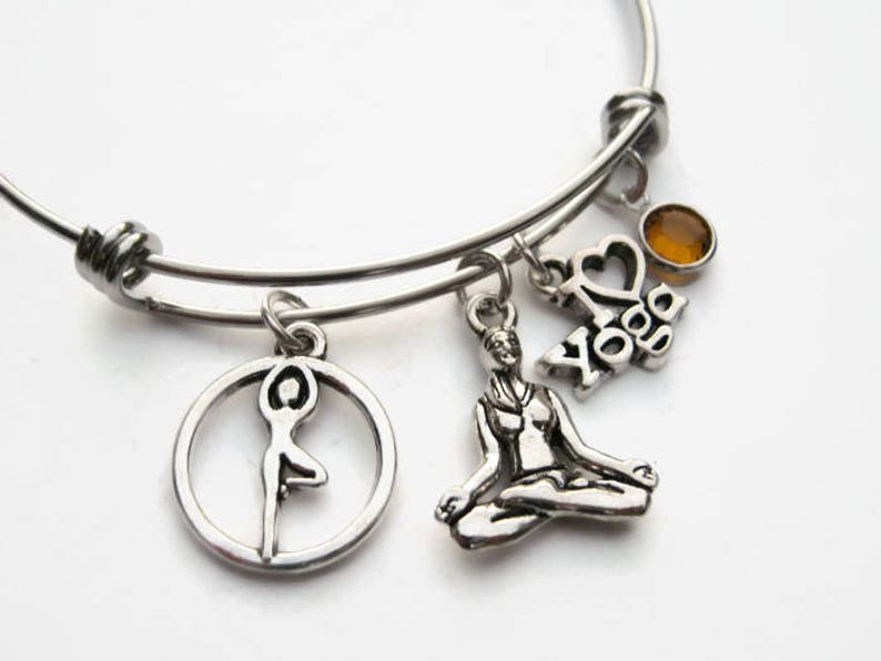 Personalized Yoga Pose Bracelet, I Love Yoga Expandable Bangle Bracelet ...