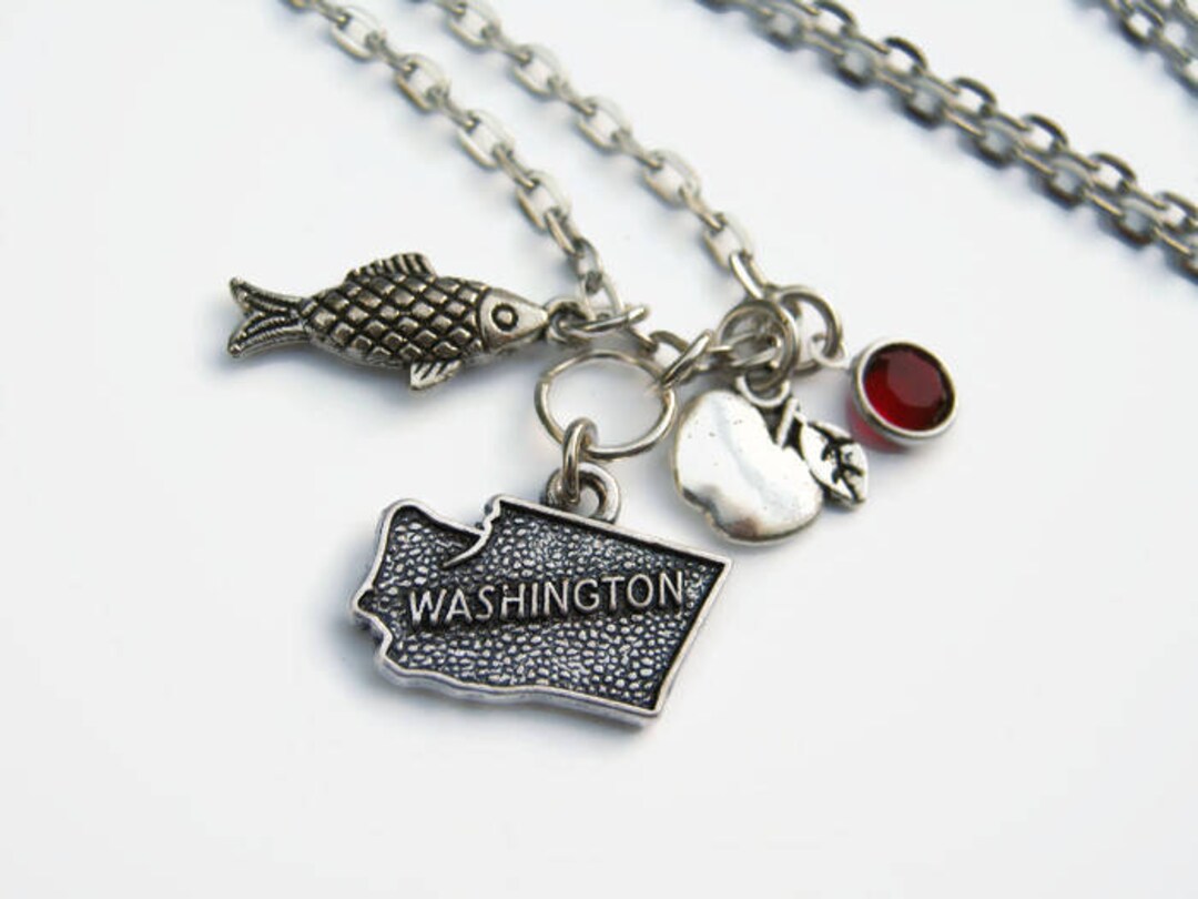 Personalized Washington Necklace, US State Map Necklace, Pacific ...