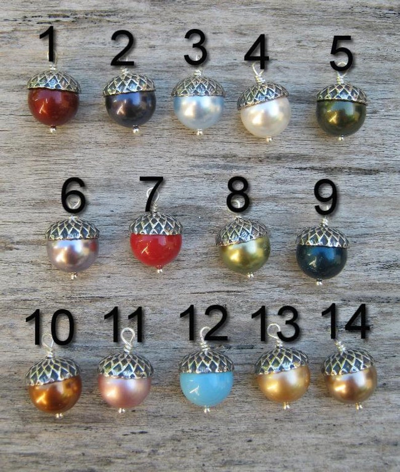 Personalized Acorn Necklace Pearl Necklace Antiqued SILVER | Etsy