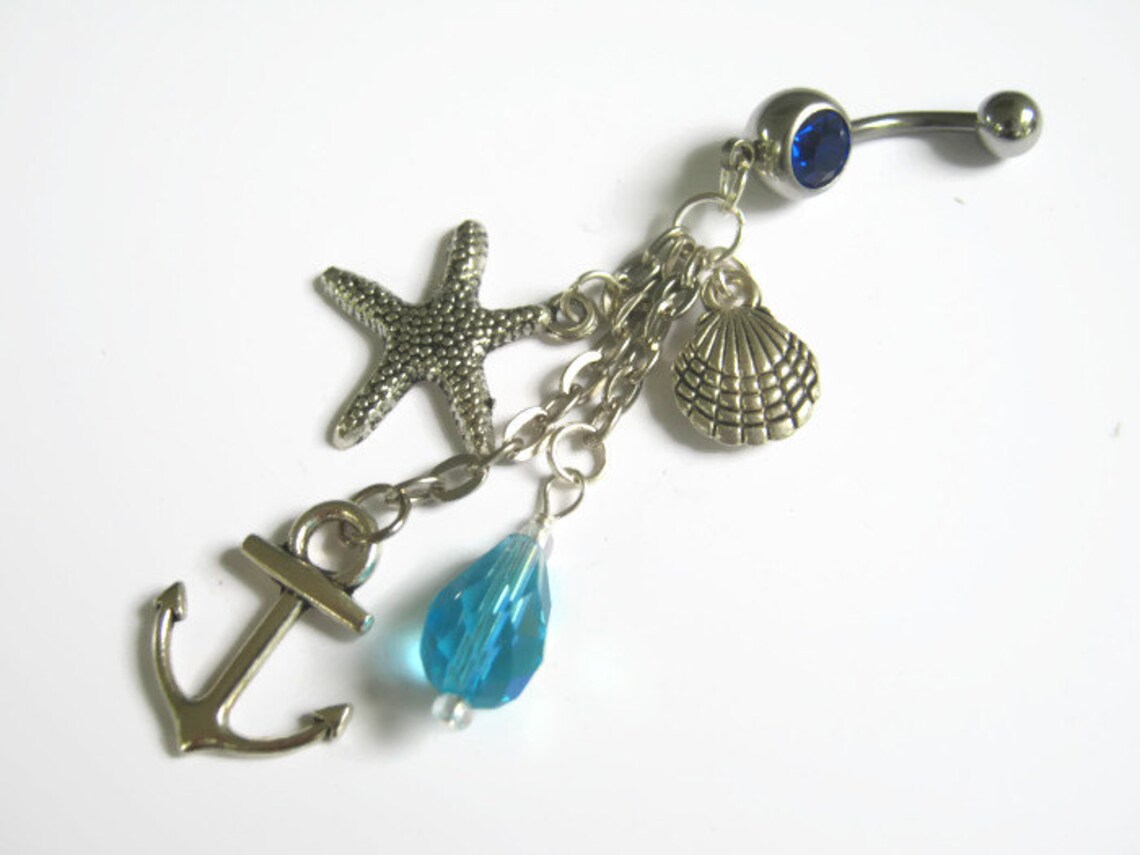 Anchor Belly Ring Nautical Belly Button Ring Starfish Navel - Etsy