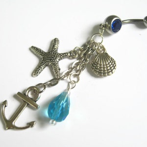 Anchor Belly Ring, Nautical Belly Button Ring, Starfish Navel Piercing ...