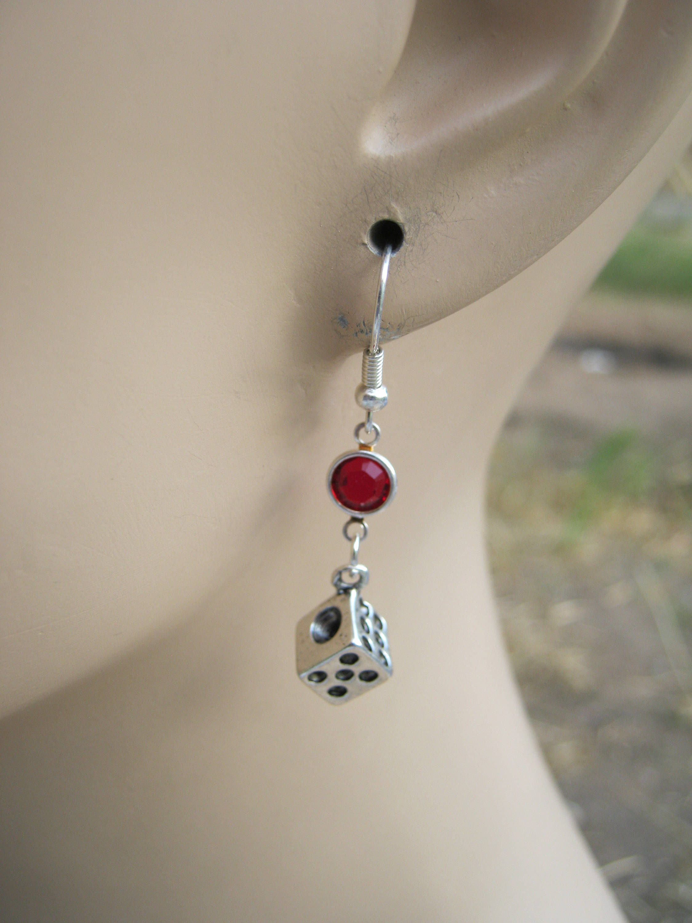 3D Dice Birthstone Earrings, Pair of Dice Charm Earrings on ...