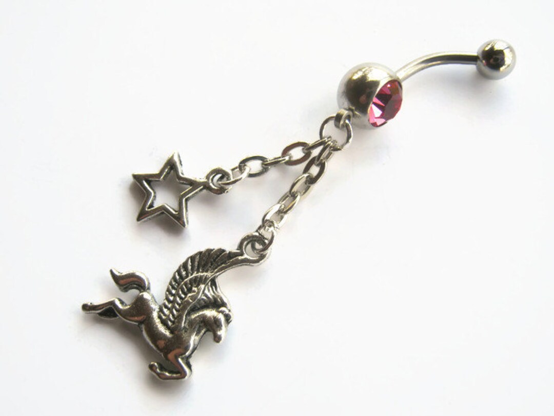 Pegasus Belly Ring, Fantasy Belly Button Ring, Star Navel Piercing ...