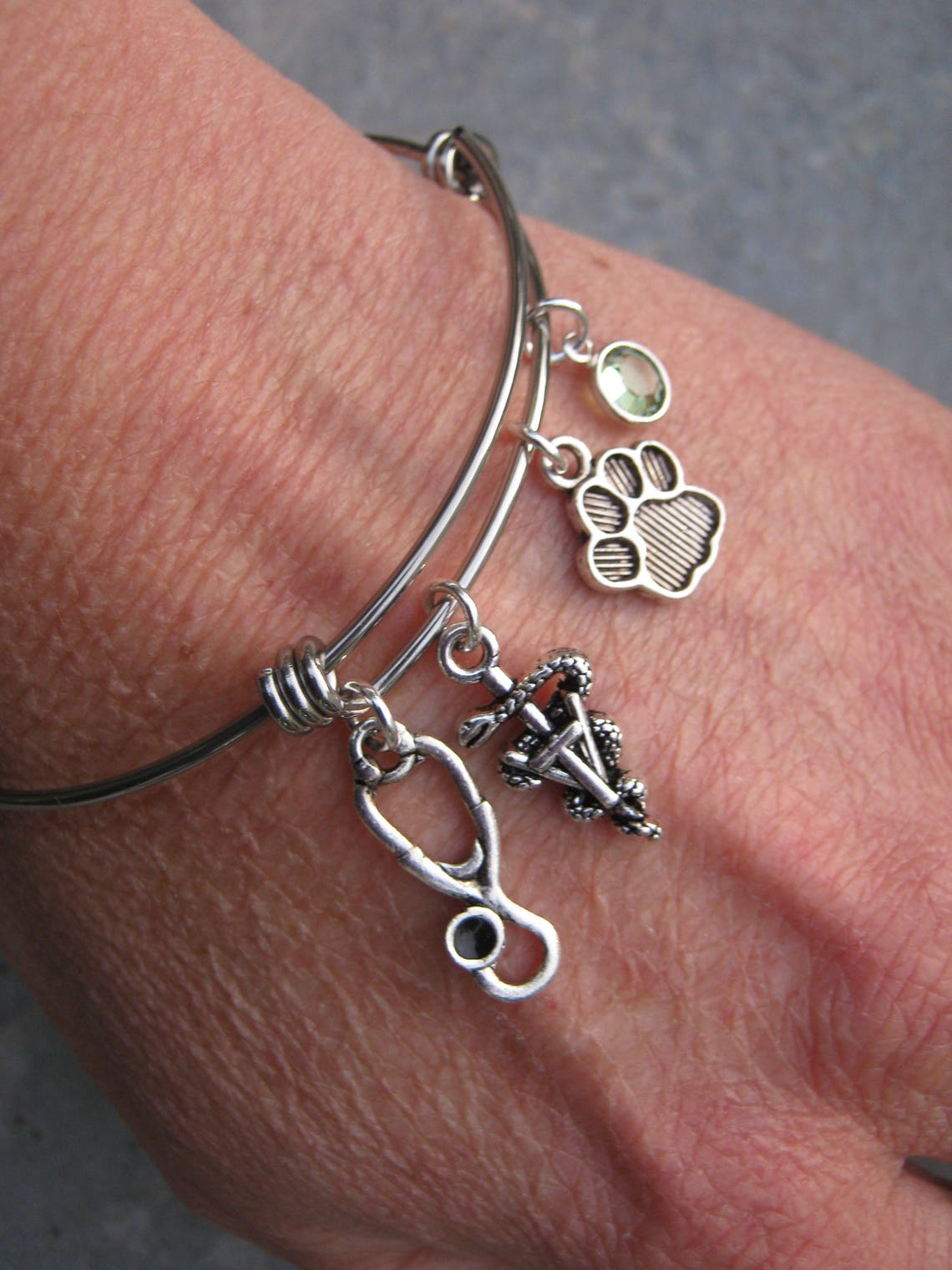 Persoanlized Vet Tech Bracelet, Expandable Bangle Bracelet, Stainless ...