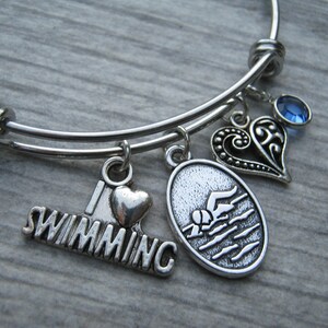 Personalized Swim Bracelet, Expandable Bangle Bracelet, Stainless Steel ...