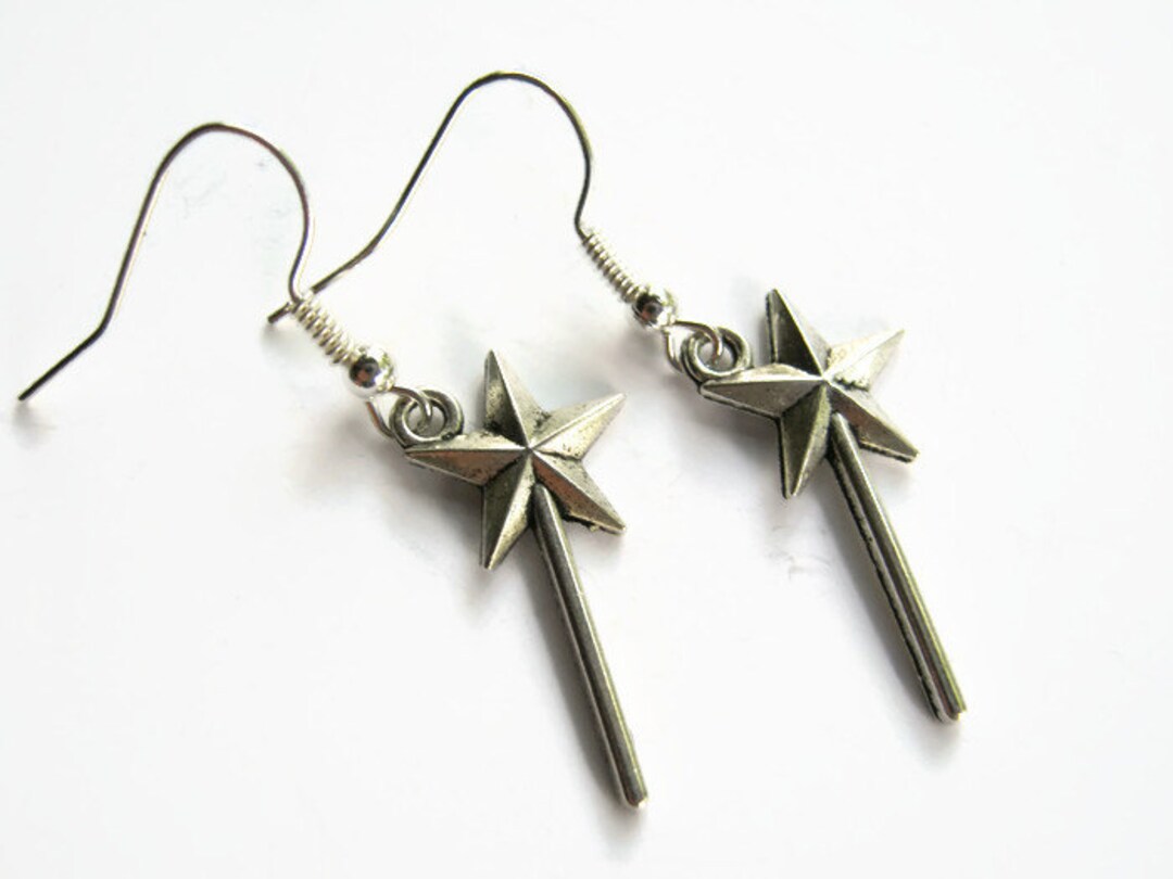 Fairy Wand Earrings, Magic Wand Earrings, Antiqued SILVER, Personalized ...