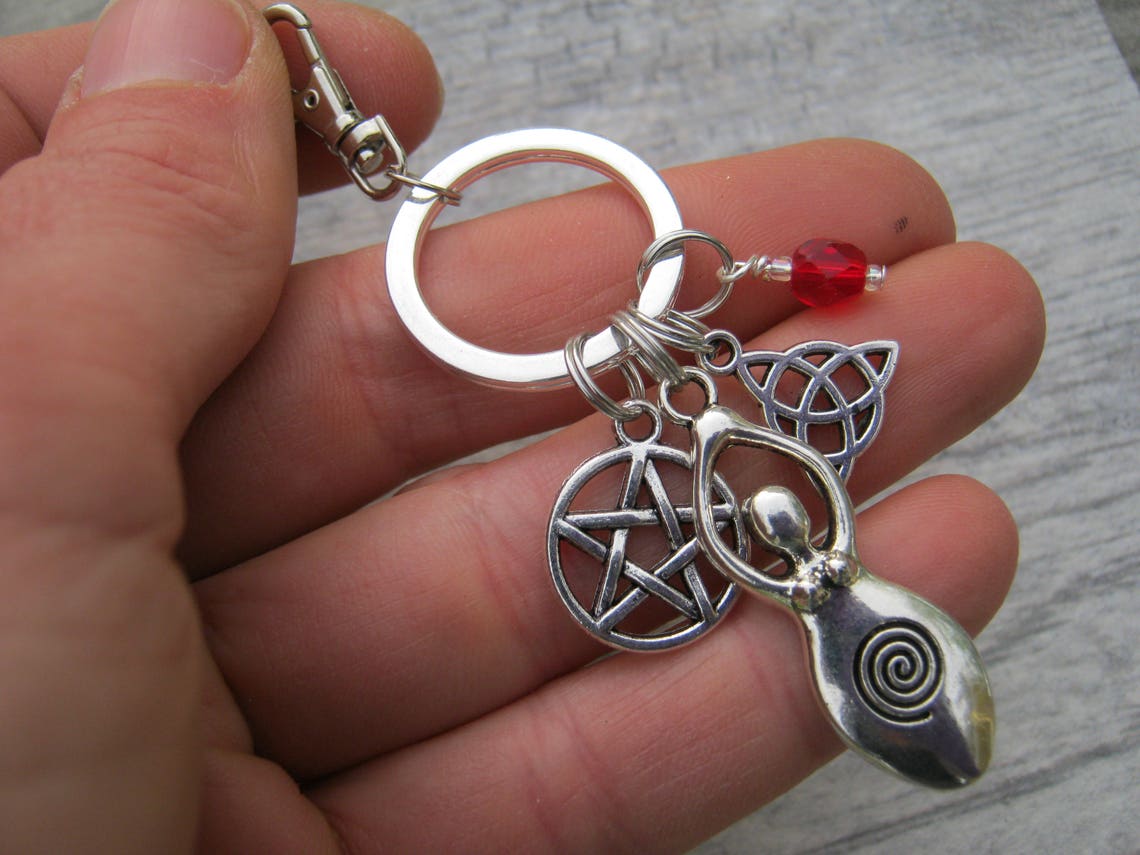 Goddess Keychain, Personalized Zipper Pull, Witch Accessory, Pentacle ...