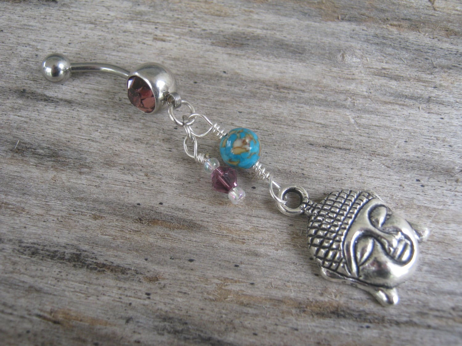 Buddha Turquoise Belly Ring, Yoga Belly Button Ring, Personalized ...