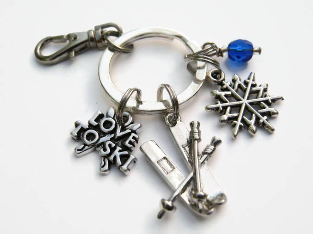 Love to Ski Keychain, Skier Zipper Pull, Personalized Accessory ...