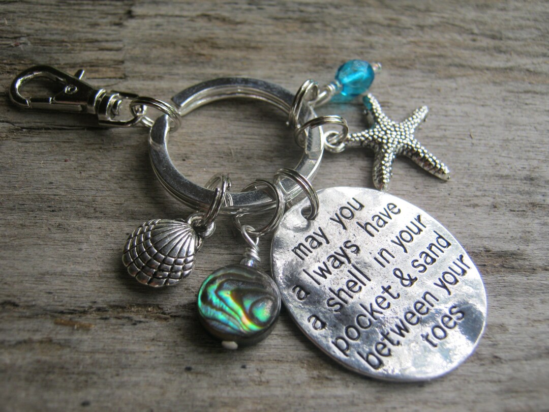 Beach Charm Keychain, Sand in Toes Zipper Pull , Antiqued SILVER, Boho ...