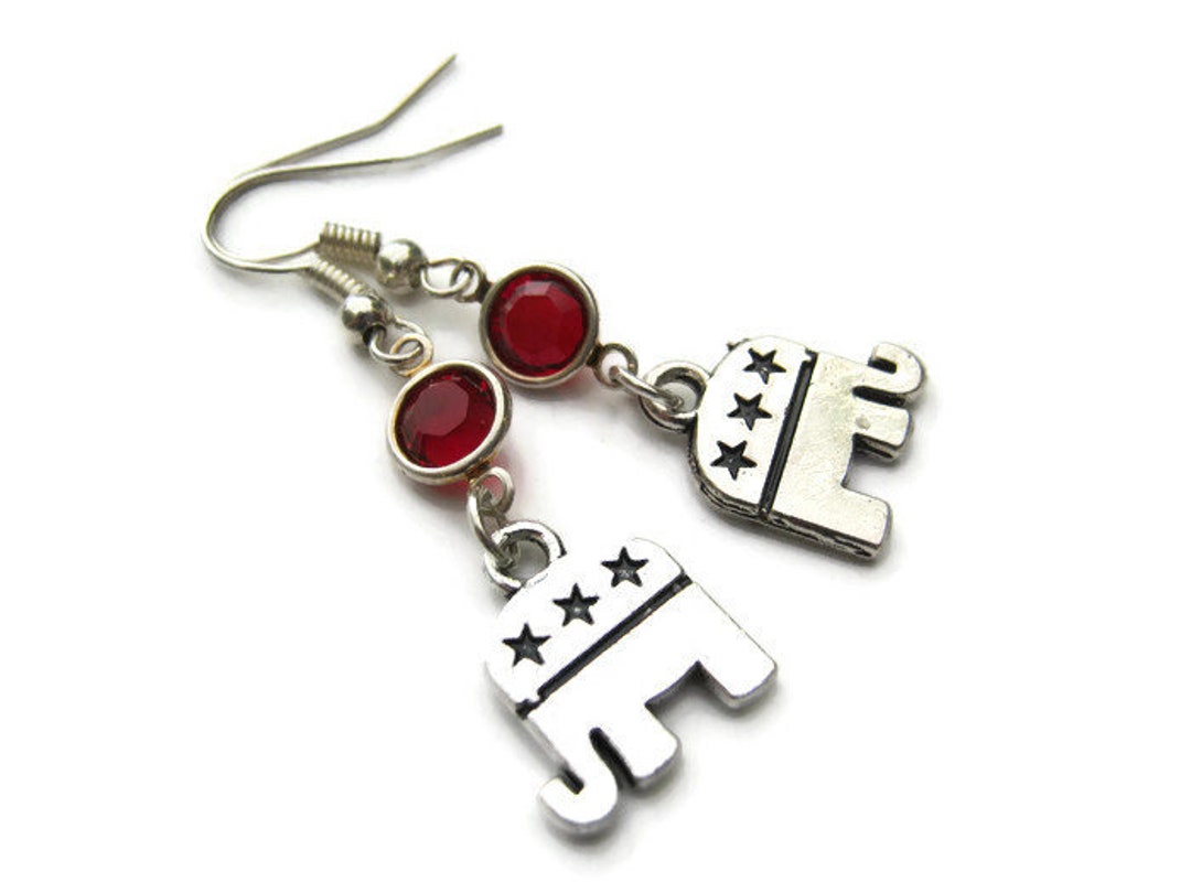 Republican Birthstone Earrings, Peronalized Elephant Earrings ...