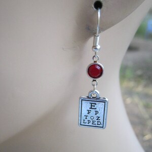 Eye Chart Birthstone Earrings, Personalized Charm Earrings ...