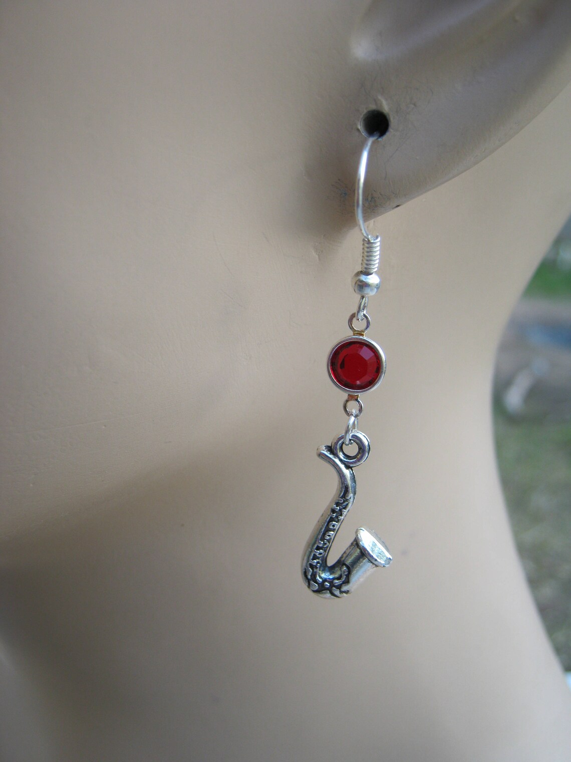 Saxophone Birthstone Earrings, Personalized Music Earrings on ...