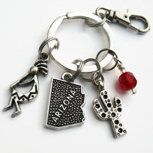 Personalized Arizona Keychain, US State Map Zipper Pull, Cactus ...