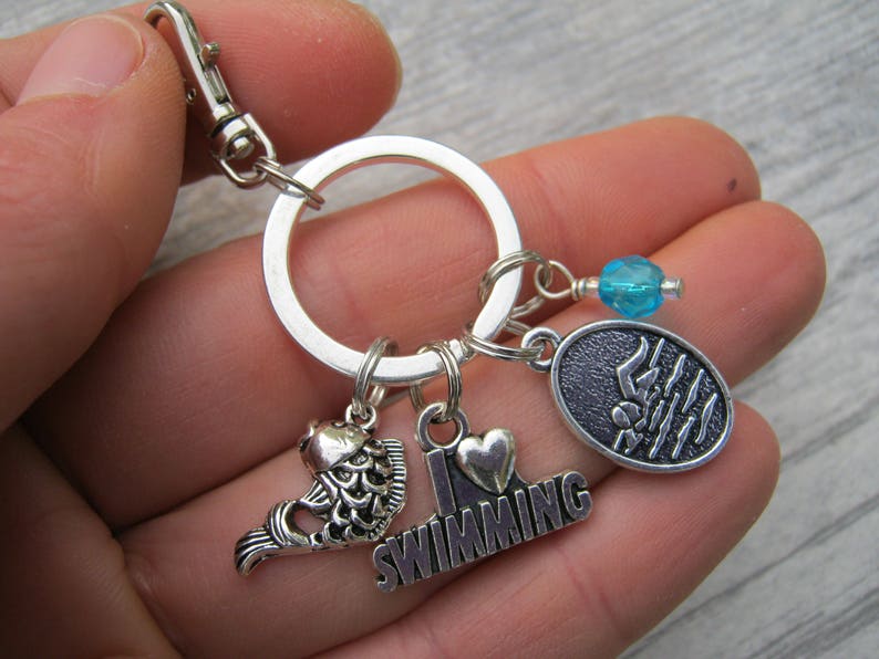 I Love Swimming Keychain Swimmer Zipper Pull Personalized - Etsy